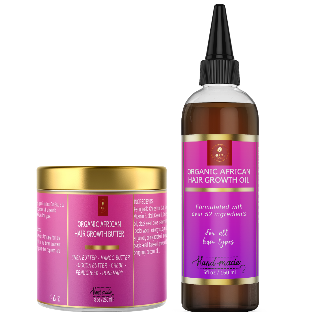 African Hair Growth Set. Hair Butter & Hair growth oil. with Shea, man ...