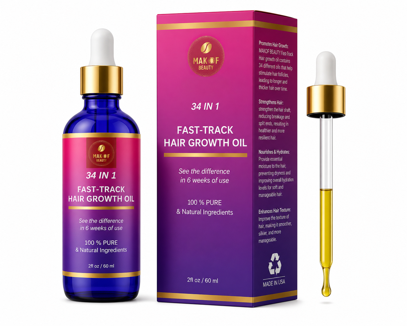 Hair Growth Mixture, Fast Track Hair Oil (34 in 1) for rapid growth, M ...